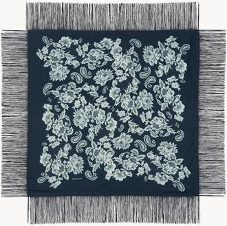 Kujten Grand bandana soie-cachemire &agrave; franges - Grand Bandana Helia Lace Fringes