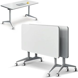 Generic Klappbarer Konferenztisch, Konferenzraumtisch, klappbares Design, 150 kg Tragkraft, mit leisen Rollen, mobiles Meeting(2pcs,160cm)