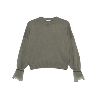 Brunello Cucinelli Kaschmirpullover mit Monili - - Knitwear - Damen - Grau - XS