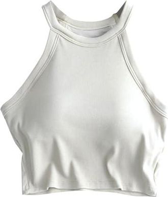Generic Camisoles sexy pour femmes sous-vêtements débardeur haut femme couleur unie avec coussinets soutien-gorge un gilet camisole haut 4X pour femme, blanc,