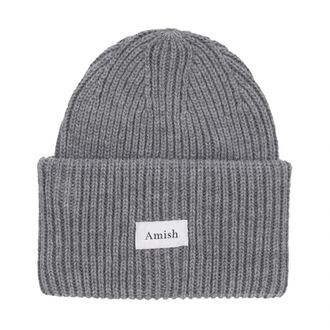 Amish Wollmischung Beanie M&uuml;tze Grau - - Accessories - Herren - Grau - ONE SIZE