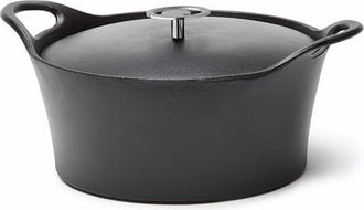 Cuisinox Volcan - Cocotte ronde 24 cm avec couvercle - 3.4 L - Fonte de fer emaill&eacute;e - Compatible tous feux dont induction - sans PTFE ni PFOA - Noir