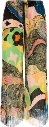 Etro Femme, Pantalons, Multicolore, Taille: 38 FR Pantalon Large en Viscose Brod&eacute;