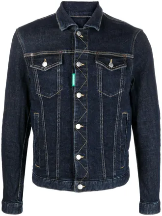 Dsquared2 veste en jean &agrave; slogan brod&eacute; - Bleu