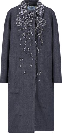 Prada Single-Breasted Coat With Appliqu&eacute;s