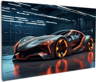 Wallario Leinwandbild Futuristisches Supercar - Wandbild 60 x 90 cm: Kunstdruck | Brillante lichtechte Farben | hochauflösend | verzugsfrei