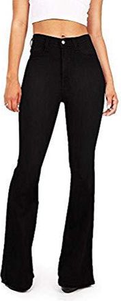 Minetom Femmes Taille Haute Denim Flared Pantalons &Eacute;vas&eacute; Jambe Large Casual Bootcut Stretch Jeans Pants Z3 Noir XL