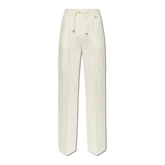 Moncler Femme, Pantalons, Beige, Taille: 36 FR Pantalon droit en laine vierge pliss&eacute;e