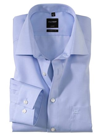 Olymp Herren Oberhemd Langarm Luxor,Uni,modern fit,New Kent,Bleu 11,40