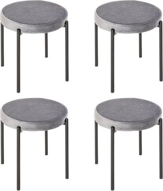 HOMCOM Homcom - 4er-Set Esszimmerhocker Stapelbar Esszimmerst&uuml;hle K&uuml;chenstuhl mit gepolstertem Sitz, Samtoptik Sitzhocker Samt f&uuml;r K&uuml;che Esszimmer Metall