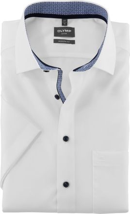 Olymp Herren Businesshemd Langarm Luxor,Einfarbig,modern fit,Global Kent,Weiss 00,48