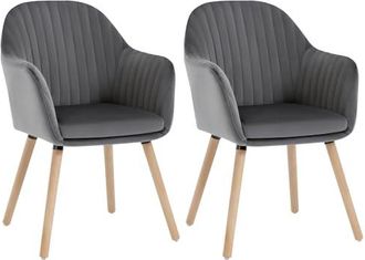 Woltu Lot de 2 Chaises de Salle à Manger, Gris Foncé Assise en Velours Chaise pour Cuisine/Salon/Café,BH95dgr-2