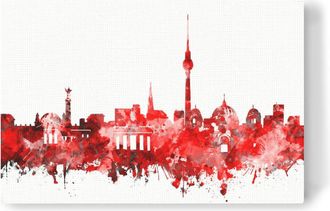 artboxONE Leinwand 150x100 cm Städte Berlin City Skyline red von Bekim Mehovic