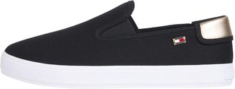 Tommy Hilfiger Damen Vulcanized Sneaker Canvas Slip-On zum Reinschlüpfen, Schwarz (Black), 39