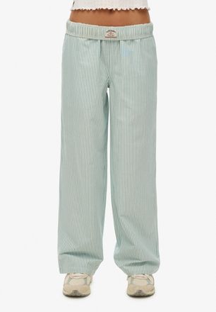 Superdry Cargohose SUPERDRY COTTON STRIPE ELASTIC TROUSER, Damen, Gr. XL, N-Gr, peppermint chalk stripe, Jersey, Obermaterial: 100% Baumwolle, gestreift, relax