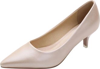Minetom Damen Pumps Pointed Toe High Heels Kunstleder Business Büro Pumps Elegant Kleid Hochzeit Abend Party Braut Schuhe A Beige 36 EU