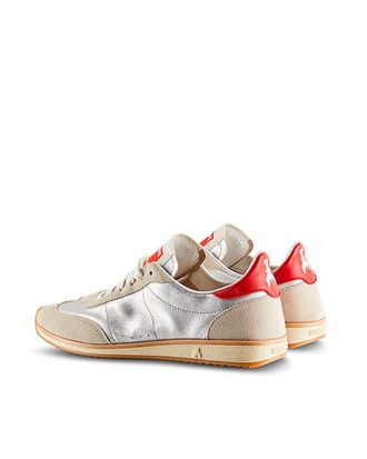 Patrizia Pepe Womens Sneakers Running Silver-Red Goat Leather Trainers Silver/red