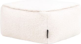 Icon Brand Amara Hocker, Creme, Flauschiger Boucle Stoff, Klein Sitzsack, Sitzpuff Hocker mit Füllung, Fußhocker für das Wohnzimmer, Deko Wohnzimmer