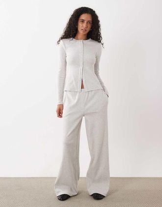 4th & Reckless gerippte Jersey-Hose mit weitem Bein als Kombiteil in Grau