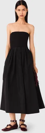 Maje Robe Bustier En Maille Et Taffetas - Noir - Taille 42 - Maje