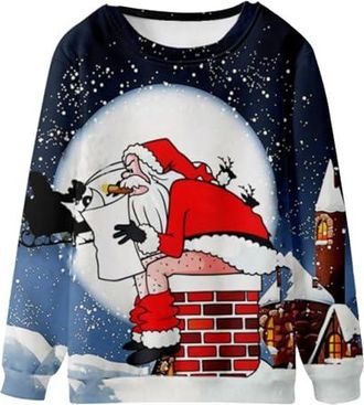 Generic Pull à col rond pour homme - Automne et hiver - En polaire chaude - Pour Noël - Imprimé - Pour femme - Pour lhiver, gris, L