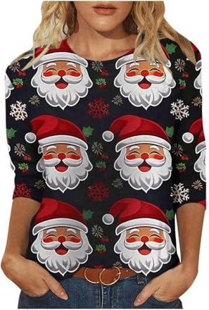 Generic Hauts de Noël à paillettes pour femme - Hauts de Noël pour femmes - T-shirts étincelants pour fêtes de festival - T-shirts surdimensionnés de soirée -