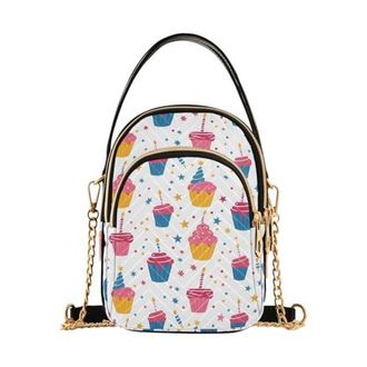 Mnsruu Cake Star Sac &agrave; bandouli&egrave;re en cuir pour femme Motif pois