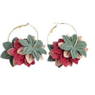 Generic Boucles doreilles pendantes tendance en tissu pour femme - Motif p&eacute;tales color&eacute;s - Grandes boucles doreilles fantaisie multicolores