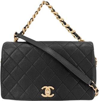Chanel Sac bandouli&egrave;re en cuir de veau grain&eacute; Pre-owned - Femme - Pre-owned - Noir - Taille: ONE Size