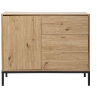 Calicosy Calicosy - Kommode 1 Tür 3 Schubladen Eichenoptik L90 x H80 cm - lenny
