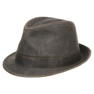 Stetson Odessa Trilby Stofftrilby Herren Baumwolle UV-Schutz 40 Oilskinhut Winter Sommer braun XXL (62-63 cm)