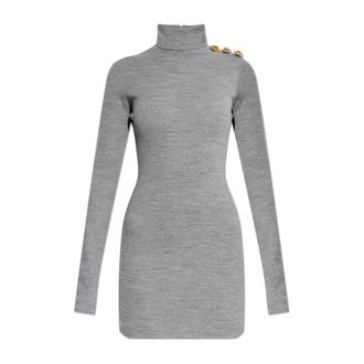 Balmain Femme, Robes, Gris, Taille: 34 FR Robe &agrave; col roul&eacute;