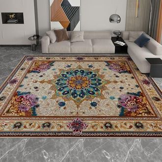 Generic Couleur Lavable Tapis de Salon Ancien &agrave; imprim&eacute; Lumineux G&eacute;om&eacute;trique Floral, perd Pas Ses Poils pour la Maison Le Bureau la Chambre &agrave; Coucher Le Salon