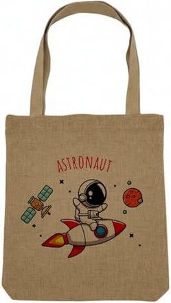Fabulous Sac Shopping Tote Bag Aspect Lin - Astronaut Drawing Illustration Moon Satellite - Sac de Courses Toile Epaisse 360g Beige Naturel Cabas Port&eacute; Epaule 