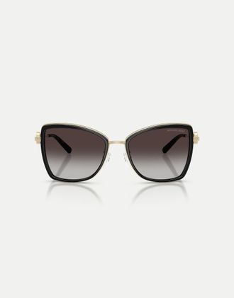 Michael Kors lunettes de soleil papillon Corsica &agrave; verres gris, dor&eacute; clair/noir