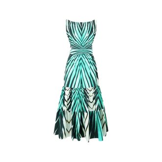 Roberto Cavalli Meerdruck Midi Kleid &auml;rmelloses Design - - Dresses - Damen - Blau - S