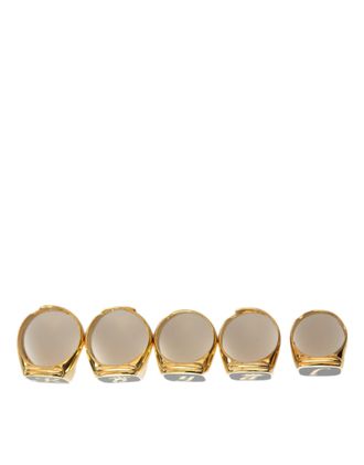 Dolce & Gabbana Mens Gold Brass Royal Enamel Set Of 5 Ring Black