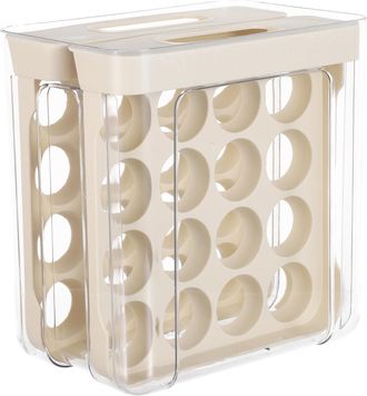 Angoily Transparente Stapelbare Kunststoff-eierbox mit F&auml;chern K&uuml;hlschrank Organizer mit Individuellem Frische-Schutz Geruchstrennung und Platzsparendem Desig