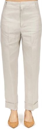 Max Mara Femme, Pantalons, Gris, Taille: 46 FR Linen Pantalons