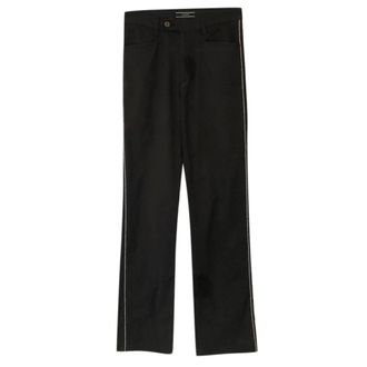 Joseph black cotton blend trousers with silver piping trim Size XS