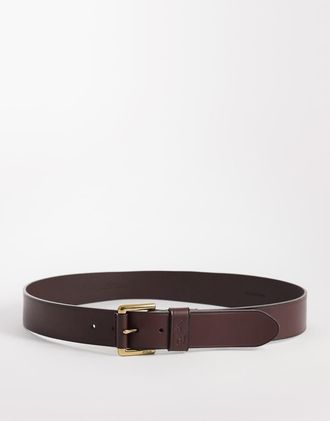 Polo Ralph Lauren Lederg&uuml;rtel in Braun mit Polospieler-Logo-Gr&uuml;n