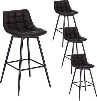 Woltu 4er Set Barhocker Barstuhl Hocker Tresenhocker Bistrohocker Design Stuhl Kunstleder Metall Anthrazit BH249an-4