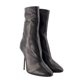 PARIS TEXAS Womens Lidia Ankle Boots - Paris Texas Leather Black Calfskin Shoes Ankle-Boots