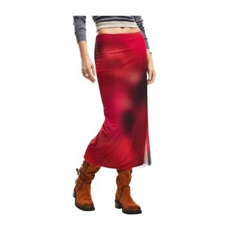 Desigual Femme, Jupes, Rouge, Taille: 42 FR Tulle Midi Skirt