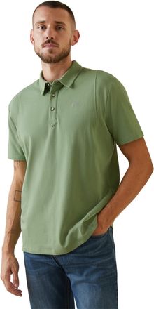 Ariat Mens Medal Polo Shirt Shirt in Basil Cotton, Size X-Large, by Ariat