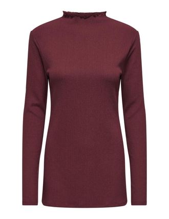 Only Damen Onlhillary L/S Flared Slit Cs JRS Top, Syrah, X-Small