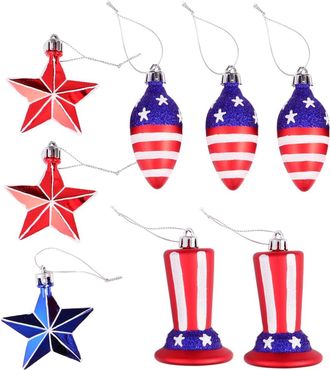 Garneck 8stücke Teiliges Amerikanische Flaggen Weihnachtsbaumkugeln Dekorative Für Aus Kunststoff Für Festliche Anlässe Und Feiertagsdekoration Für Haus Büro 