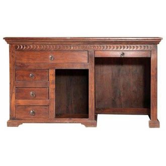 Massivmoebel24 Schreibtisch Akazie 140x64x80 nougat lackiert oxford 511