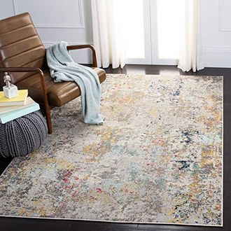 Safavieh Modern Teppich für Wohnzimmer, Esszimmer, Schlafzimmer - Madison Collection, Kurzer Flor, Grau und Gold, 160 X 229 cm