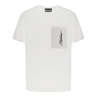 Moschino Homme, Tops, Blanc, Taille: S T-Shirt &agrave; poche
